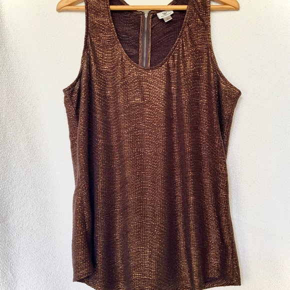 Worthington | Tops | Bronze Top With Zipper Size Xl | Poshmark
